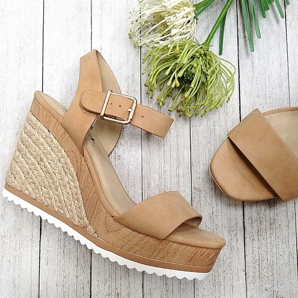 Shoes | New Camel Platform Wedge Heel Espadrille Sandals | Poshmark